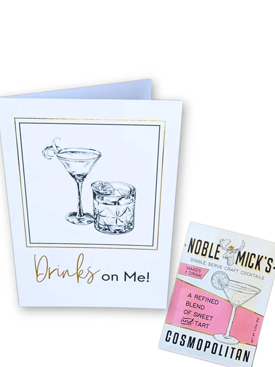 Drinks On Me Cocktail Card – Greeting Card with Single-Serve Noble Mick ...