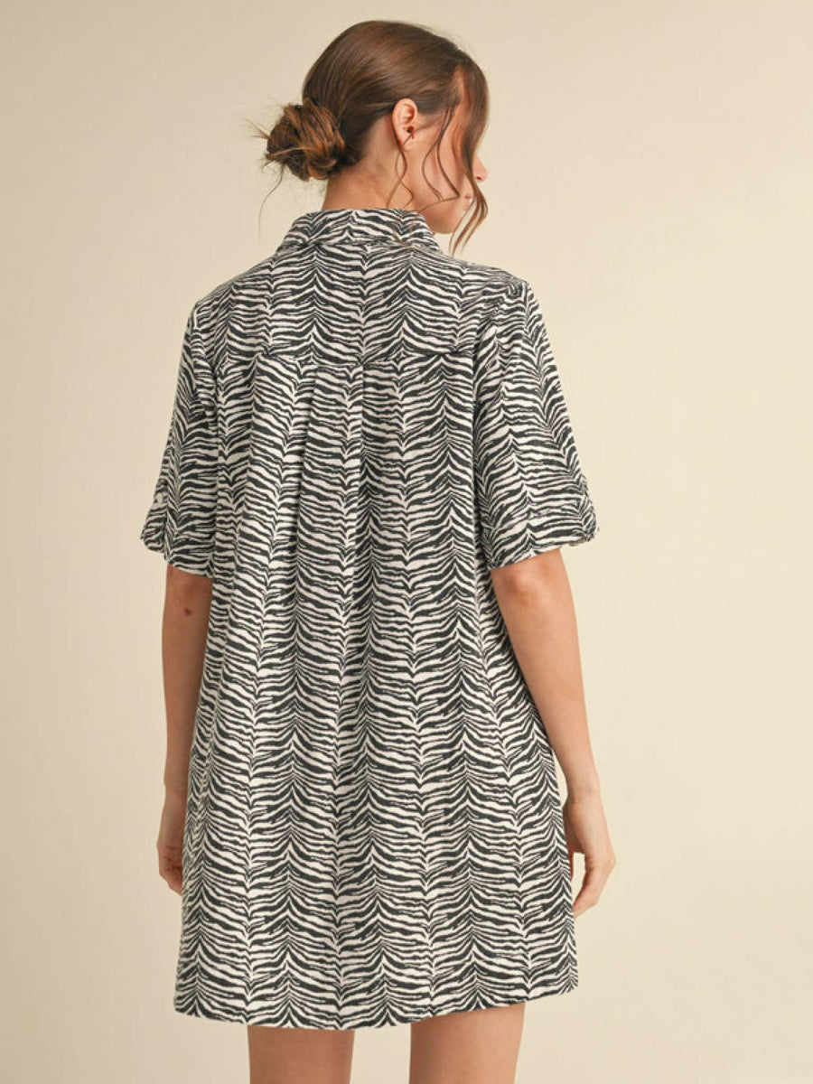Denim Style Zebra Shirt Dress by Jodifl – Casual Camel Boutique
