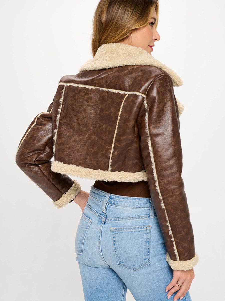 Cropped Aviator Jacket in Brown – Casual Camel Boutique