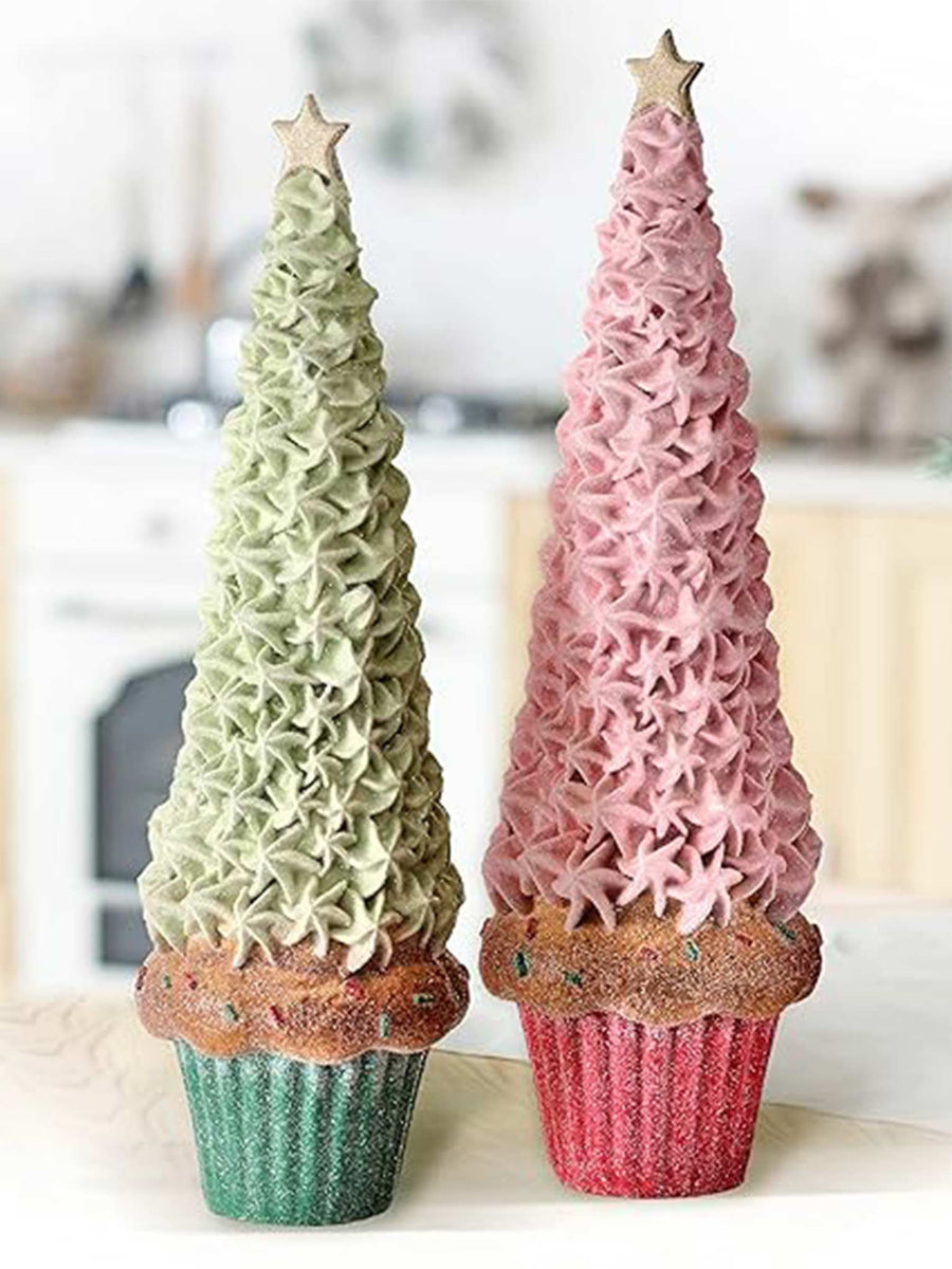 Regency International Resin Frosting Christmas Tree in Cupcake Figurine ...
