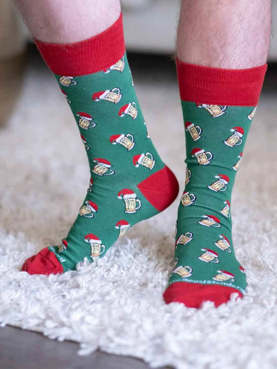 Men’s Christmas Beer Cheers Socks – Festive Holiday Santa Beer Socks ...