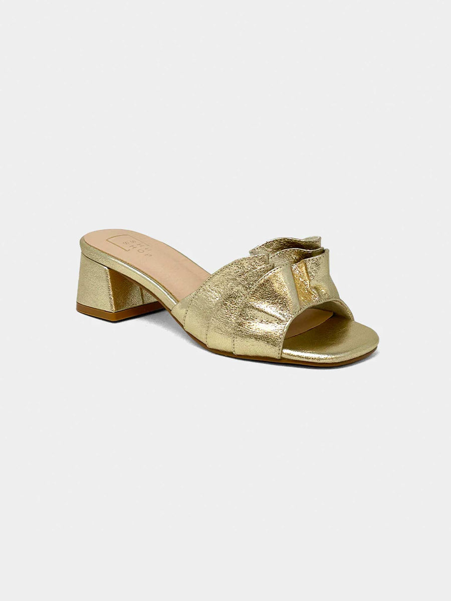 Frances Ruched Block Heel in Gold – Casual Camel Boutique