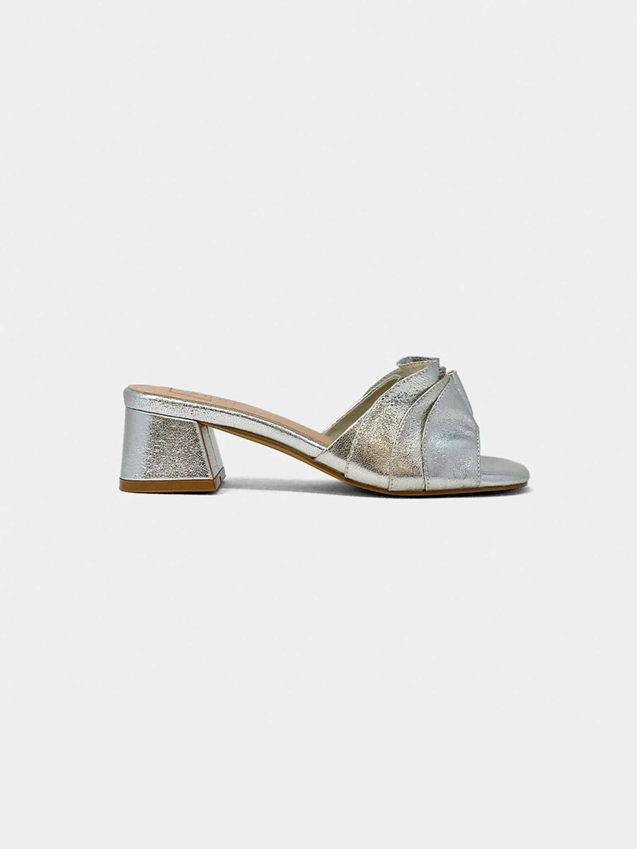 Frances Ruched Block Heel in Silver | ShuShop – Casual Camel Boutique