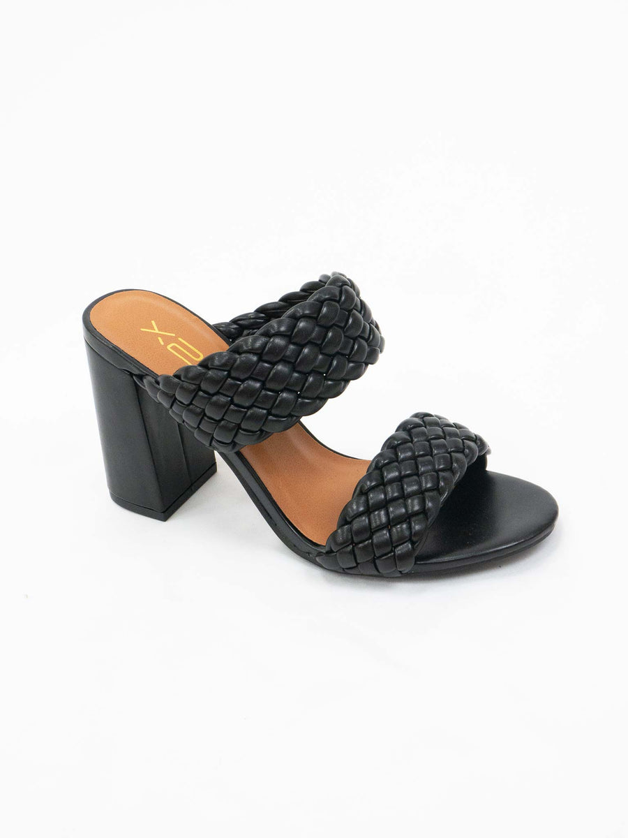 Black Braided Block Heel Sandals | Women’s Dress Heels – Casual Camel ...